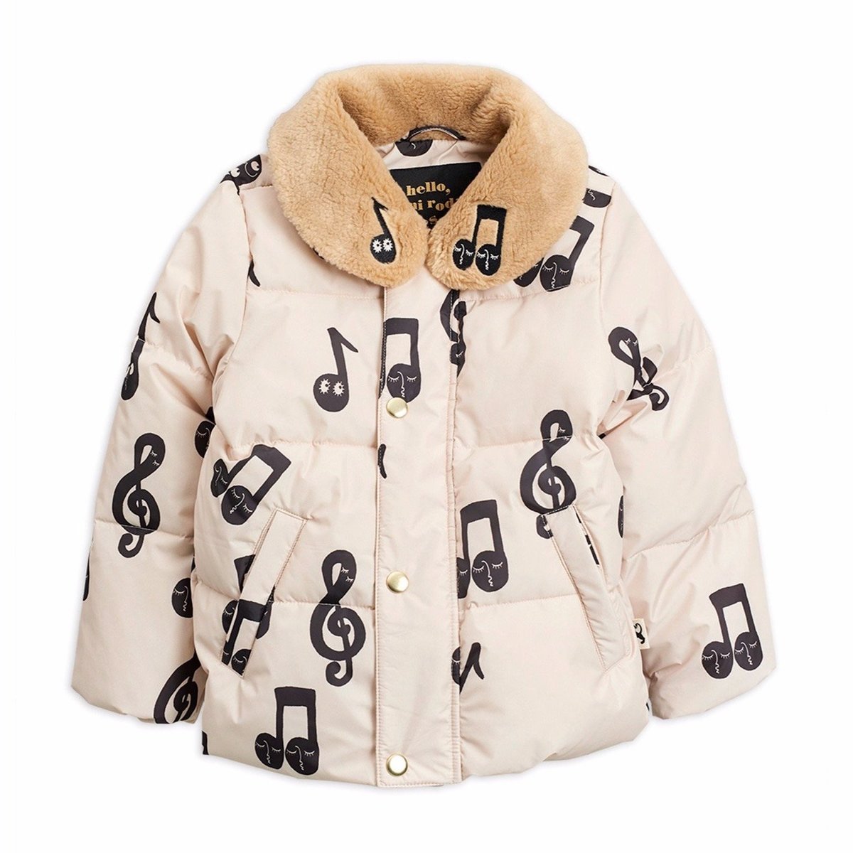 kids mini rodini notes puffer jacket - off white | Garmentory