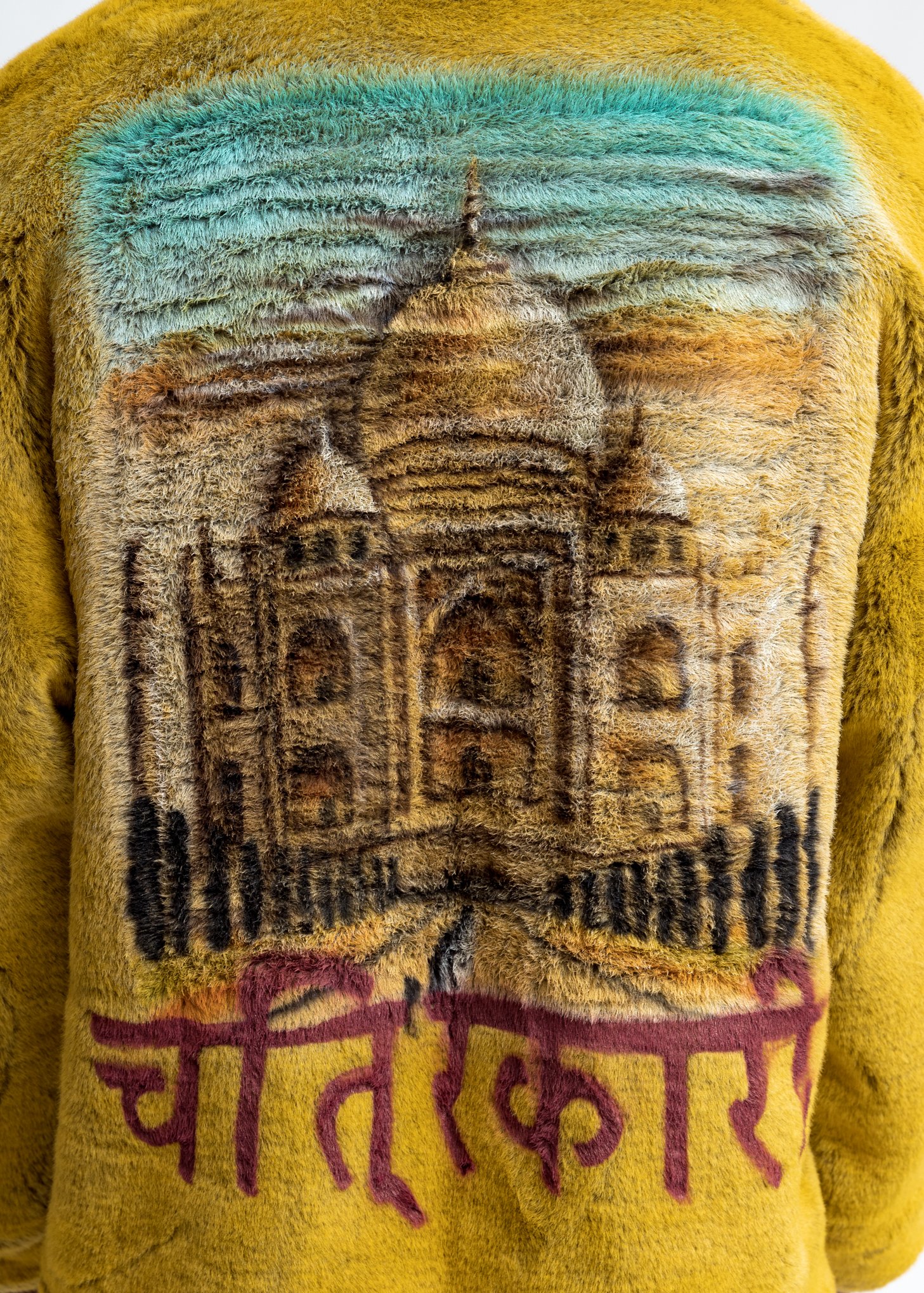 Doublet Hand-Painted Fur Jacket - Yellow | Garmentory