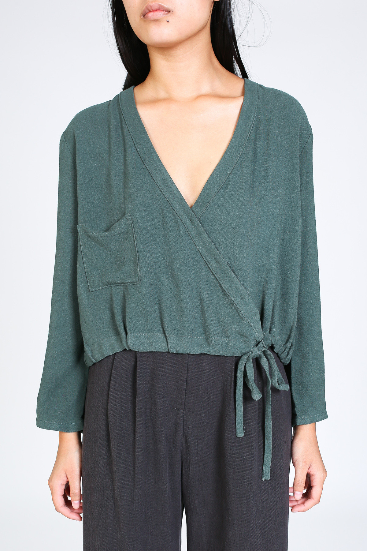 First Rite Crossover blouse in jade | Garmentory
