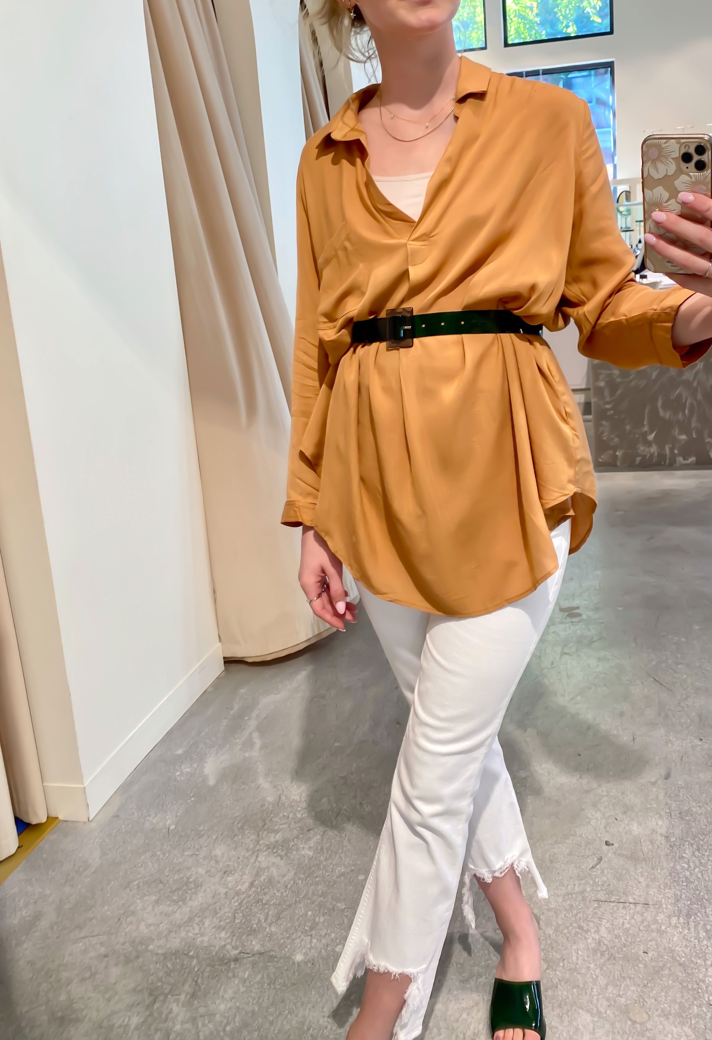 Together Woven Oversized Tunic Blouse - Camel | Garmentory