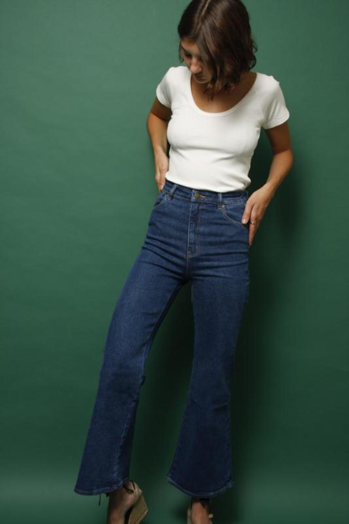 Rollas Eastcoast Crop Flare Jeans - Bayside Blue | Garmentory