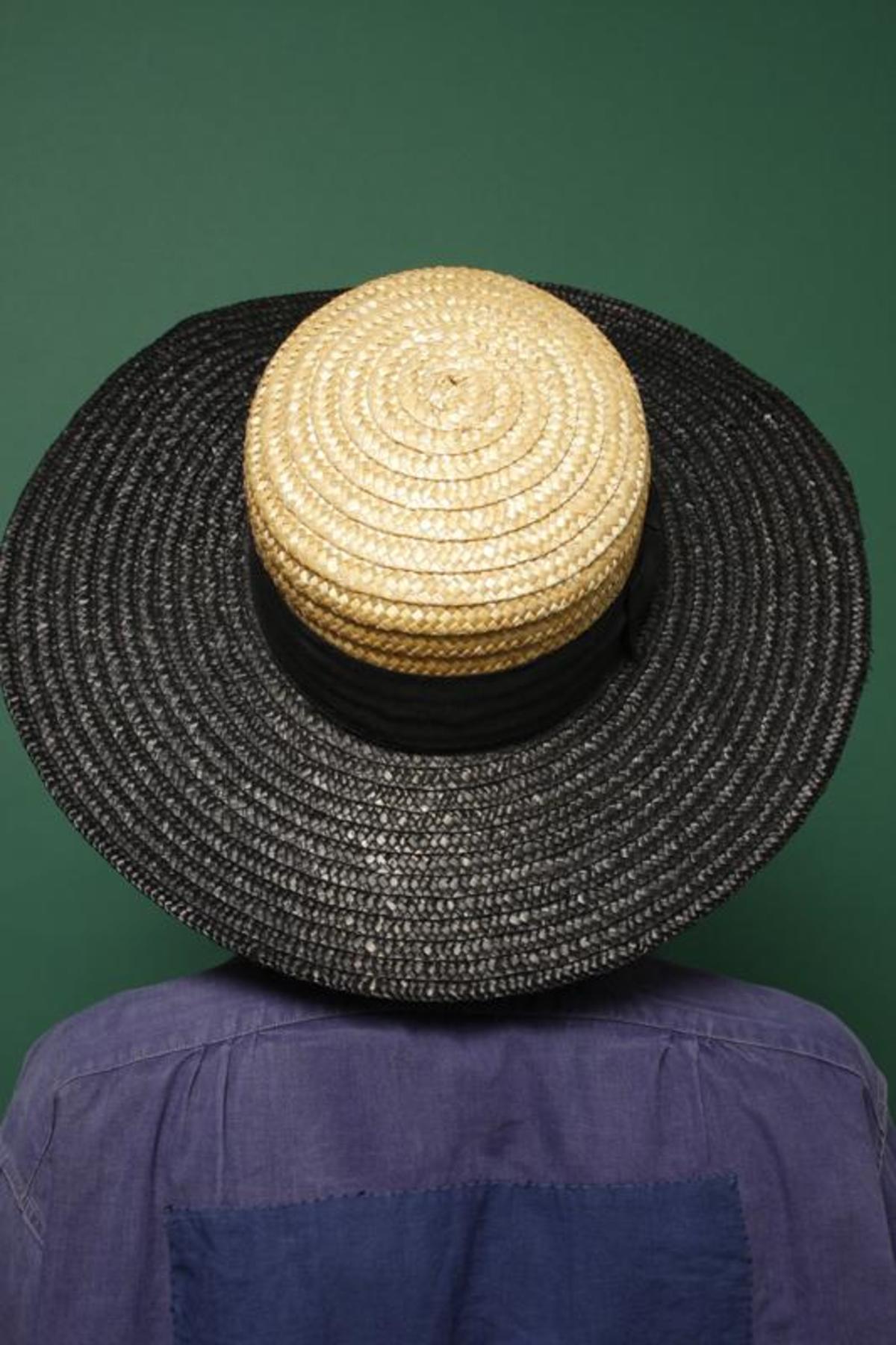 VINTAGE RIM STRAW HAT - BLACK | Garmentory