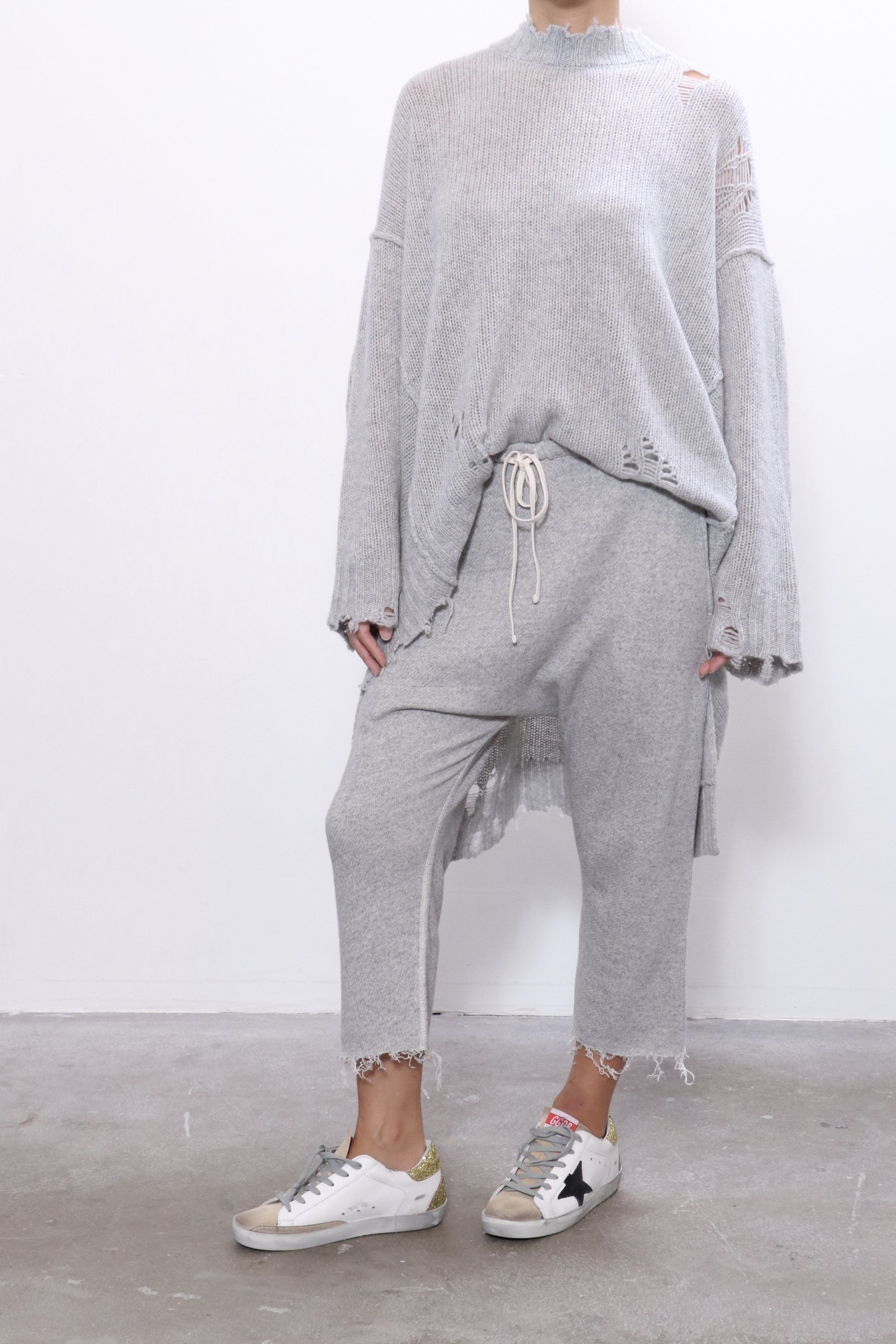 R13 Distressed Cashmere Patti Sweater - Heather Grey | Garmentory