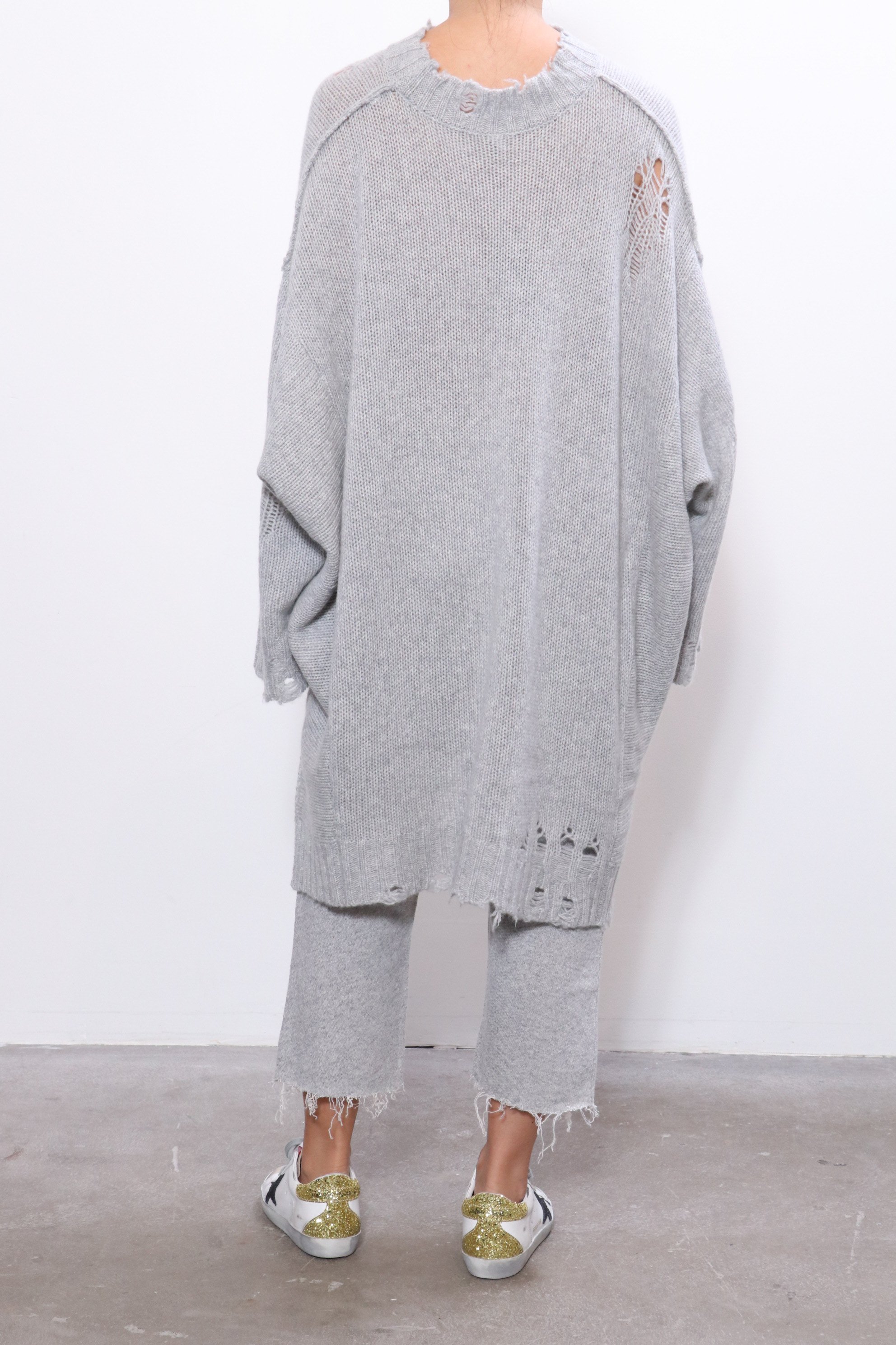 R13 Distressed Cashmere Patti Sweater - Heather Grey | Garmentory