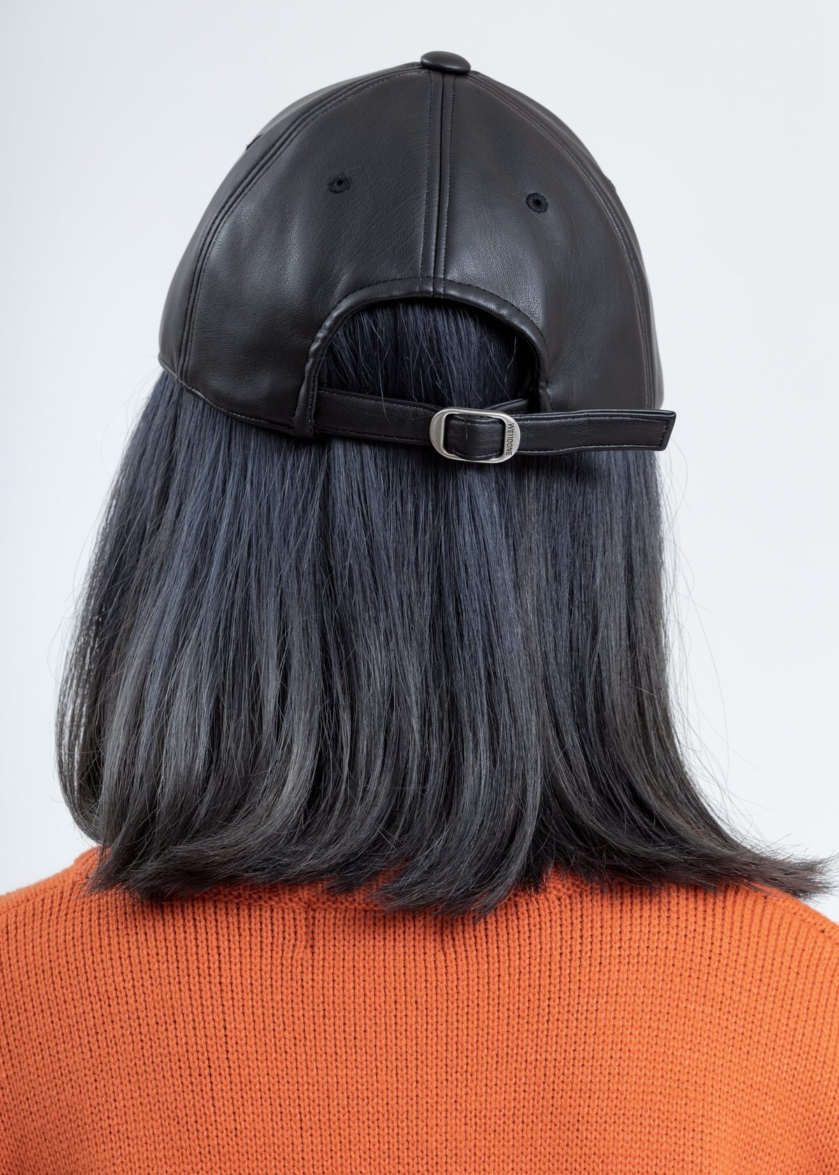 we11done Embossed Logo Fake Leather Cap - Black | Garmentory