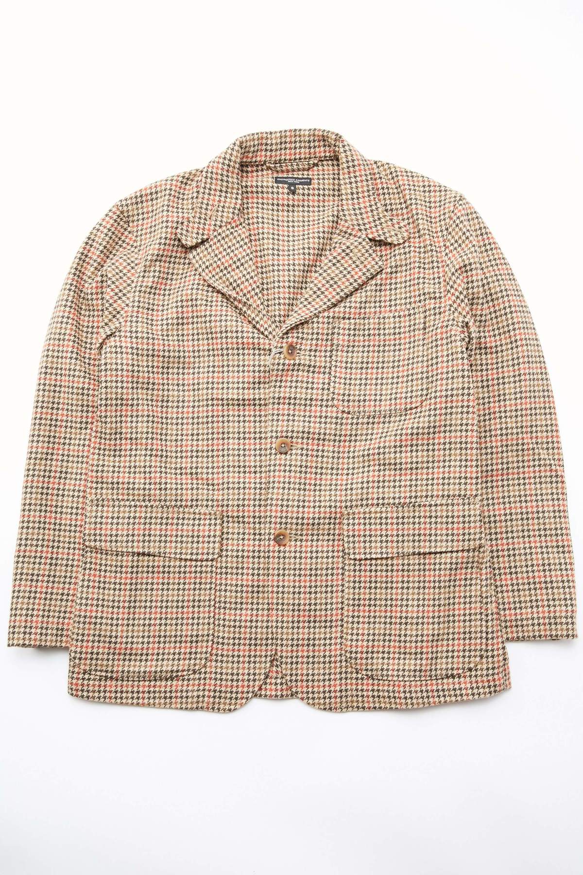 Engineered Garments Loiter Wool Jacket - Tan/Orange Big Gunclub Check ...