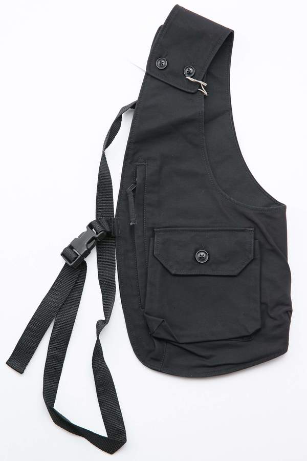 Engineered Garments Shoulder Vest - Black Cotton Double Cloth | Garmentory