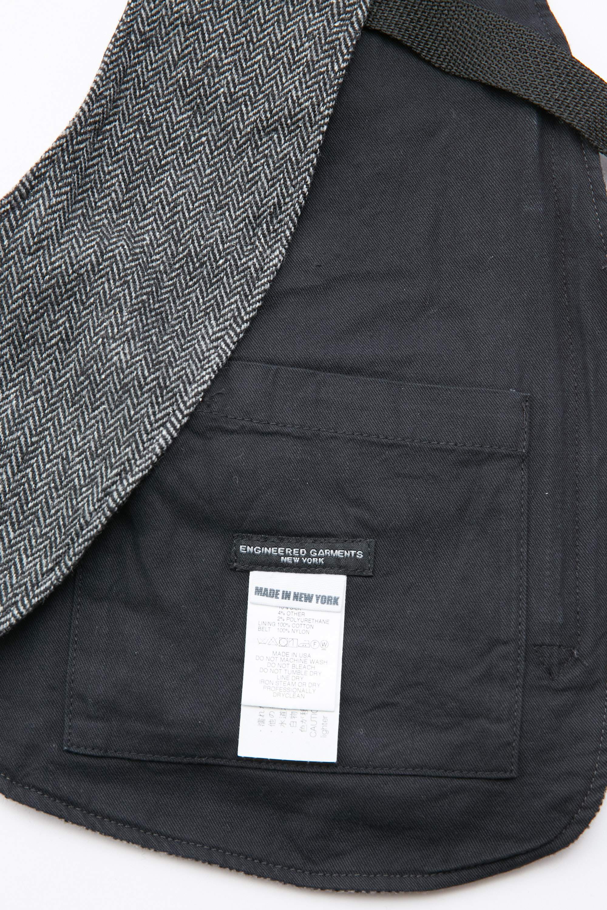 Engineered Garments Shoulder Poly Wool Herringbone Vest - Grey | Garmentory