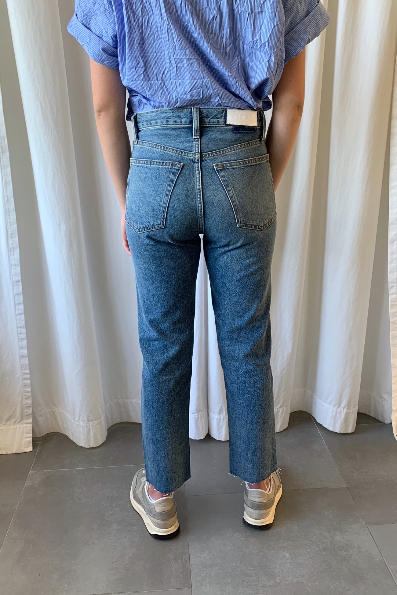 RE/DONE High Rise Stove Pipe Jean - Medium Vain | Garmentory