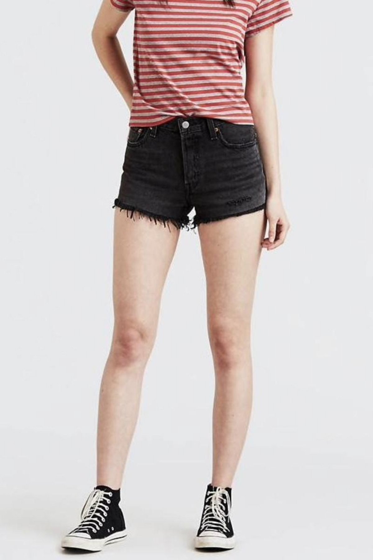 Levi s 501 High Rise Short Trashed Black