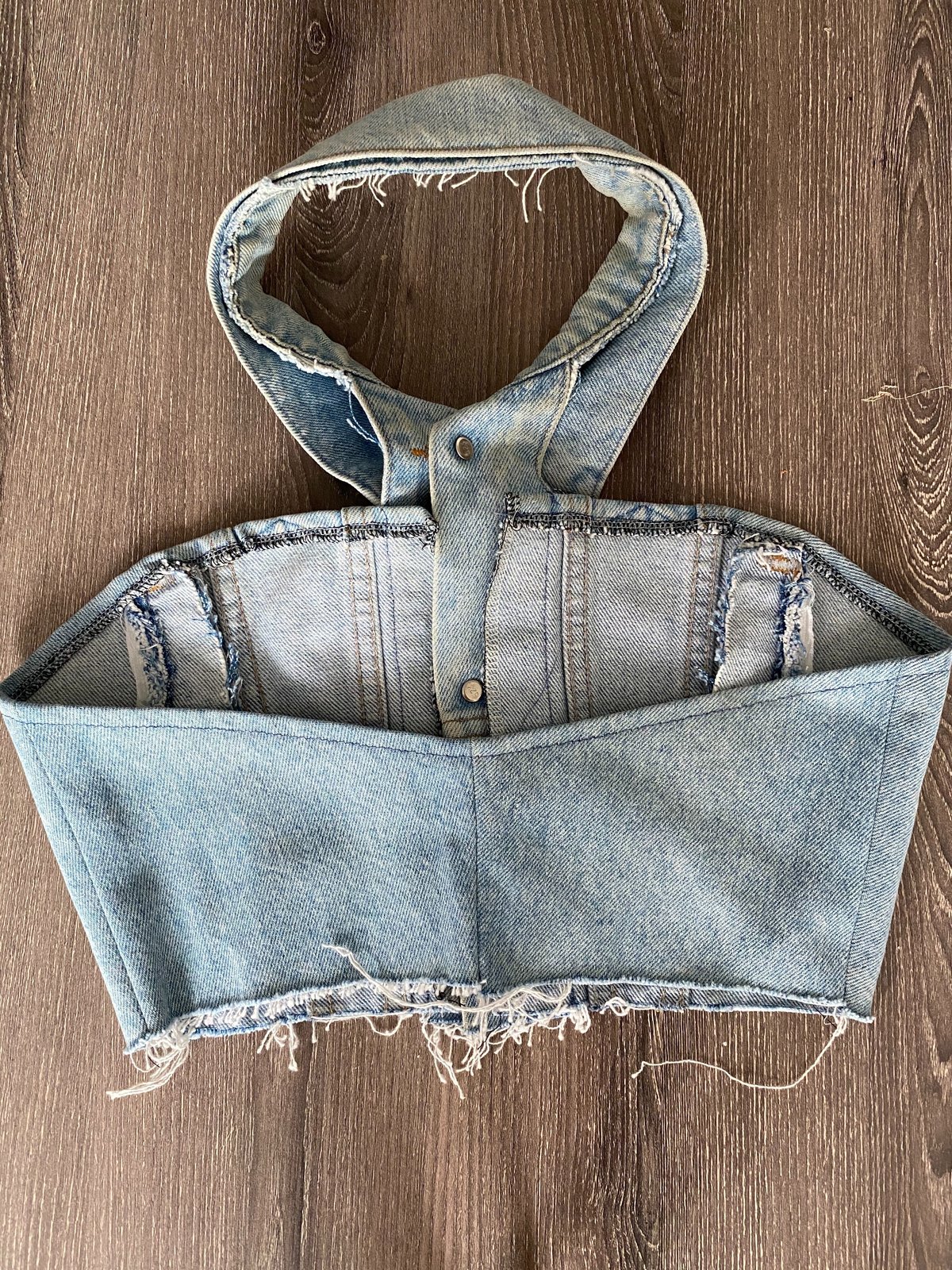 CIE Denim Reworked Bustier Crop Top | Garmentory