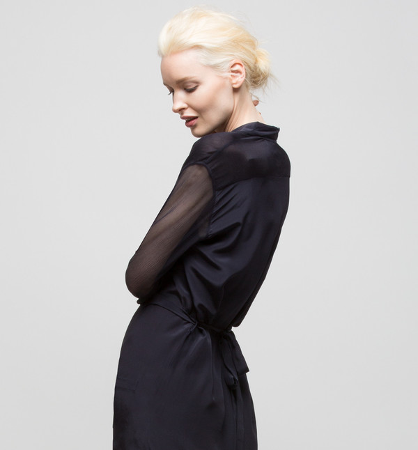 Laura Siegel Button Up Dress with Side Slits Plum Black | Garmentory