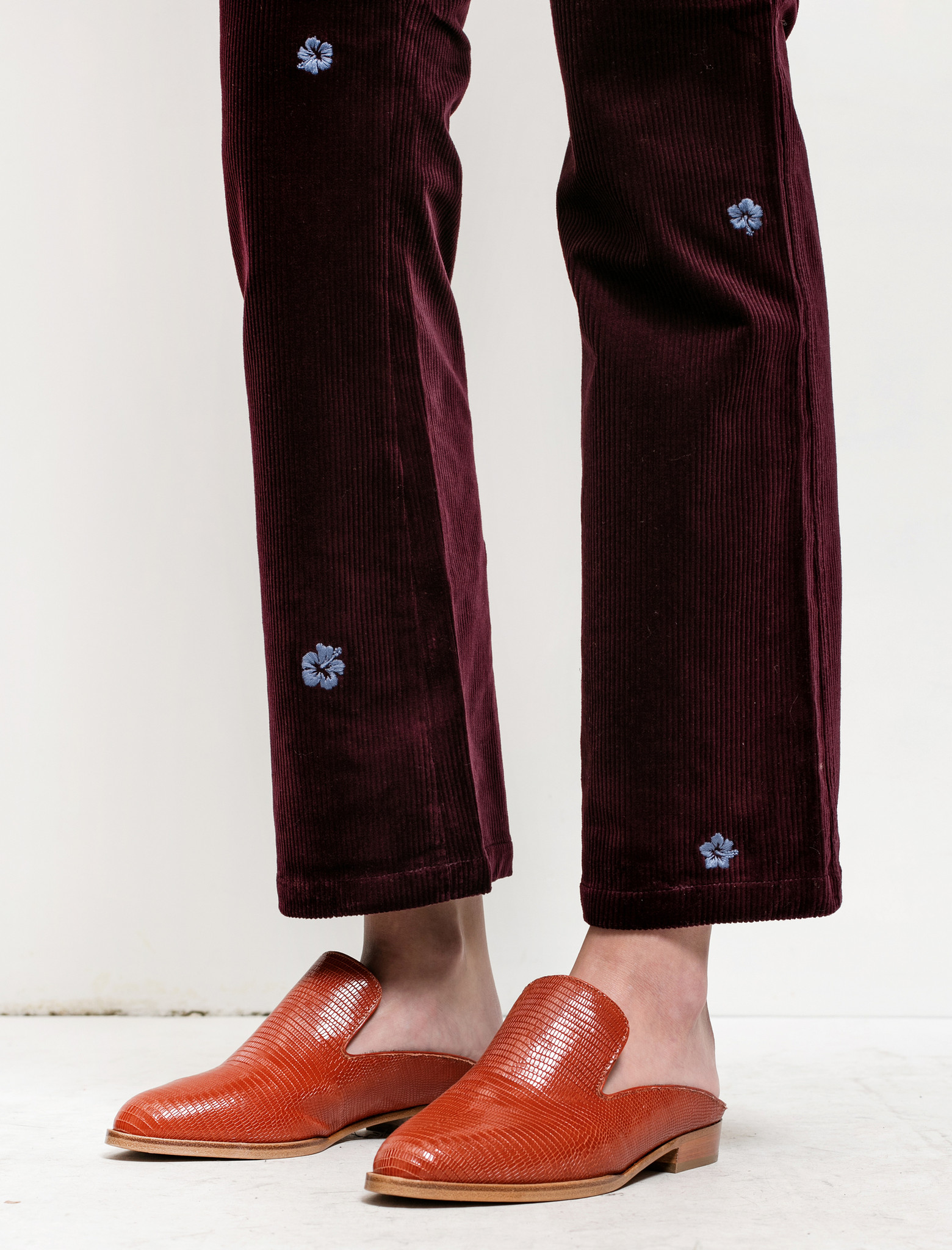 Trademark Embroidered Corduroy Pant Burgundy | Garmentory