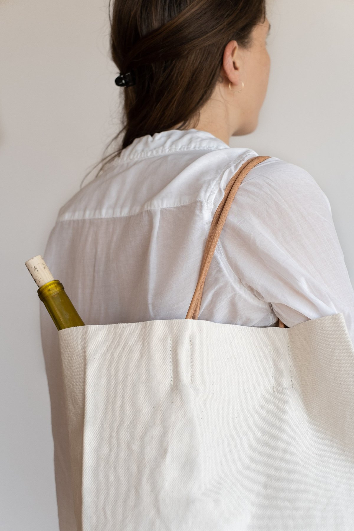 Amiacalva Tall Canvas Paper Bag - White | Garmentory