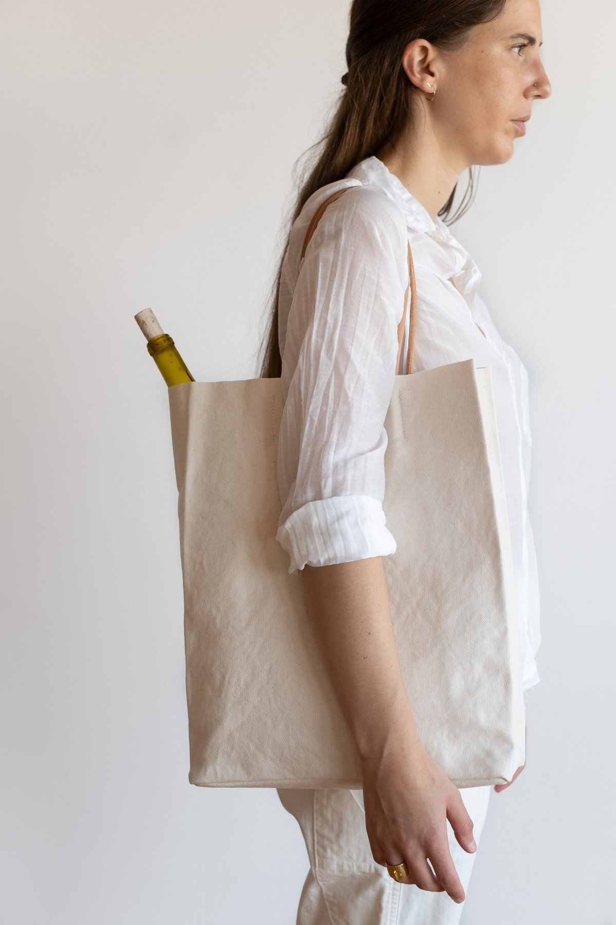 Amiacalva Tall Canvas Paper Bag - White | Garmentory