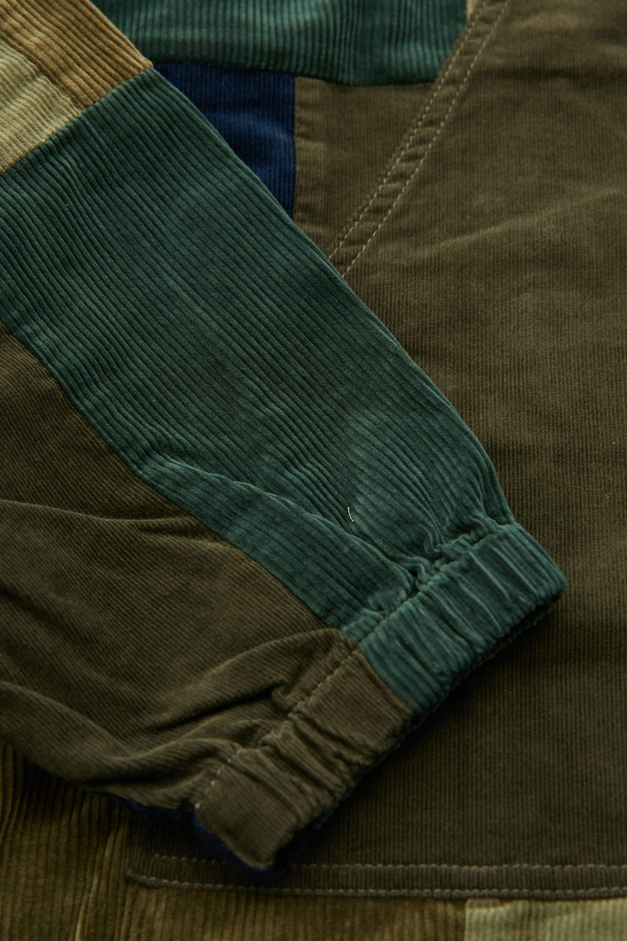 Beams Plus MIL Smock Corduroy Patchwork Anorak - Olive | Garmentory