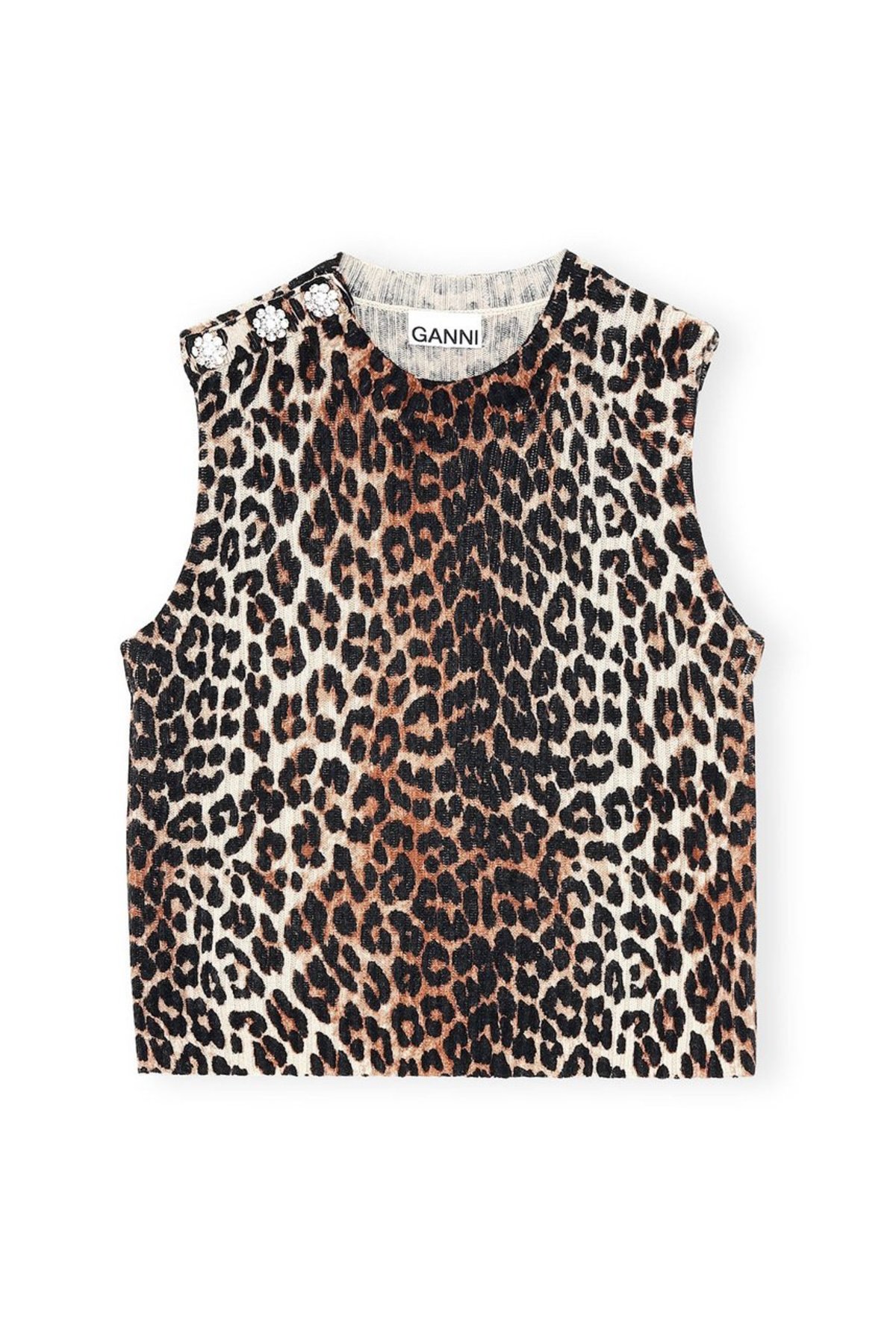 Ganni Knit Vest - Leopard | Garmentory