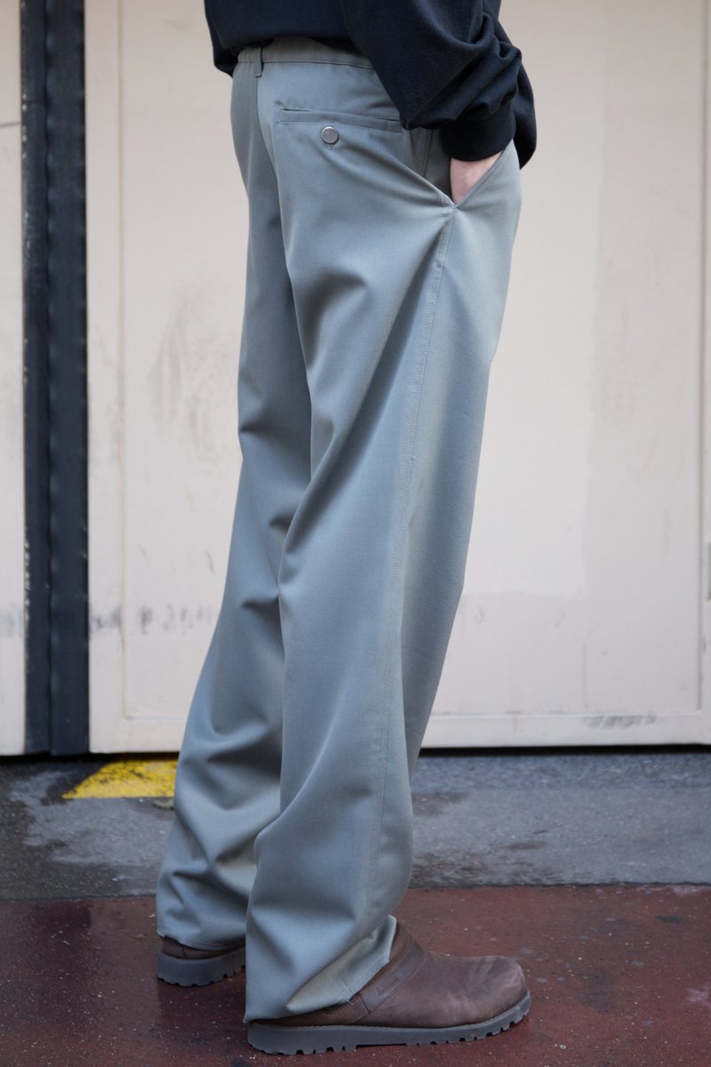 Washed Sage Tailored Military Wool Pant | Garmentory