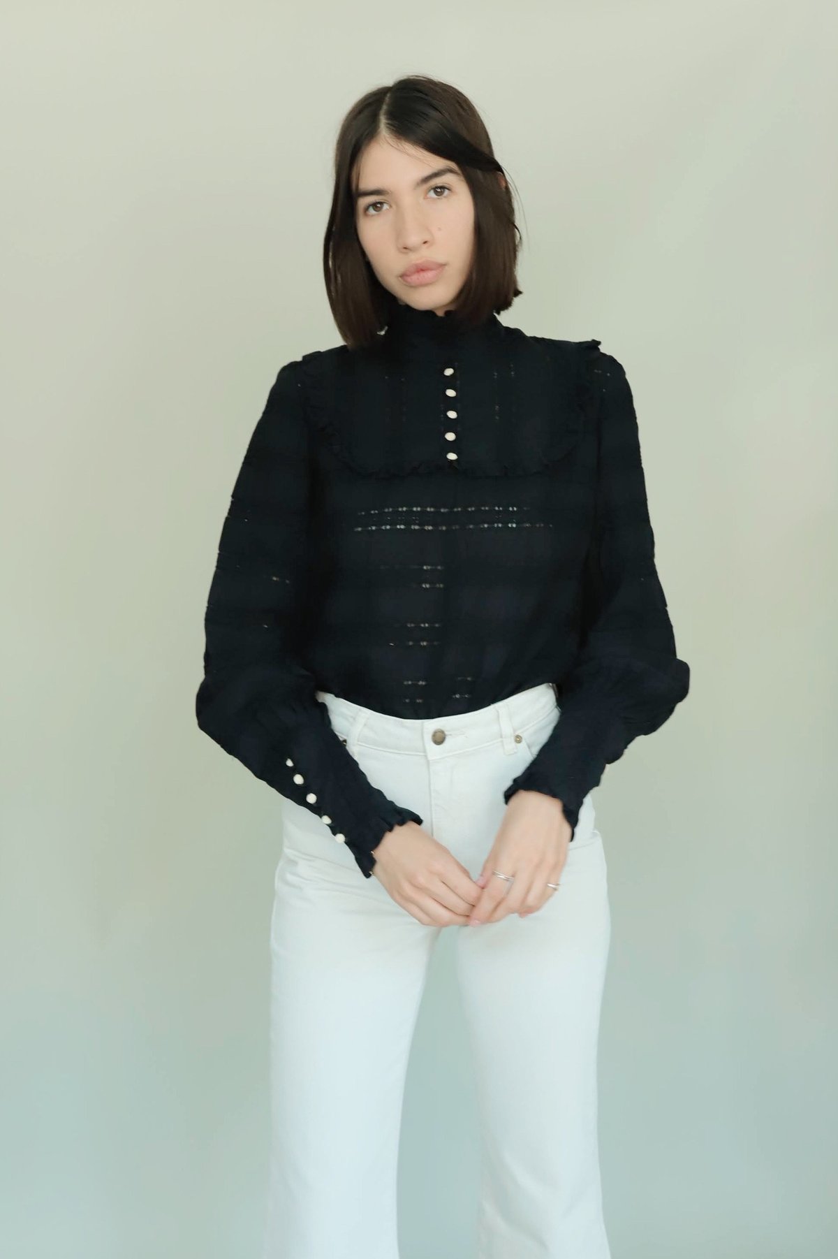 Vintage Lace Victorian Style Blouse - Black | Garmentory
