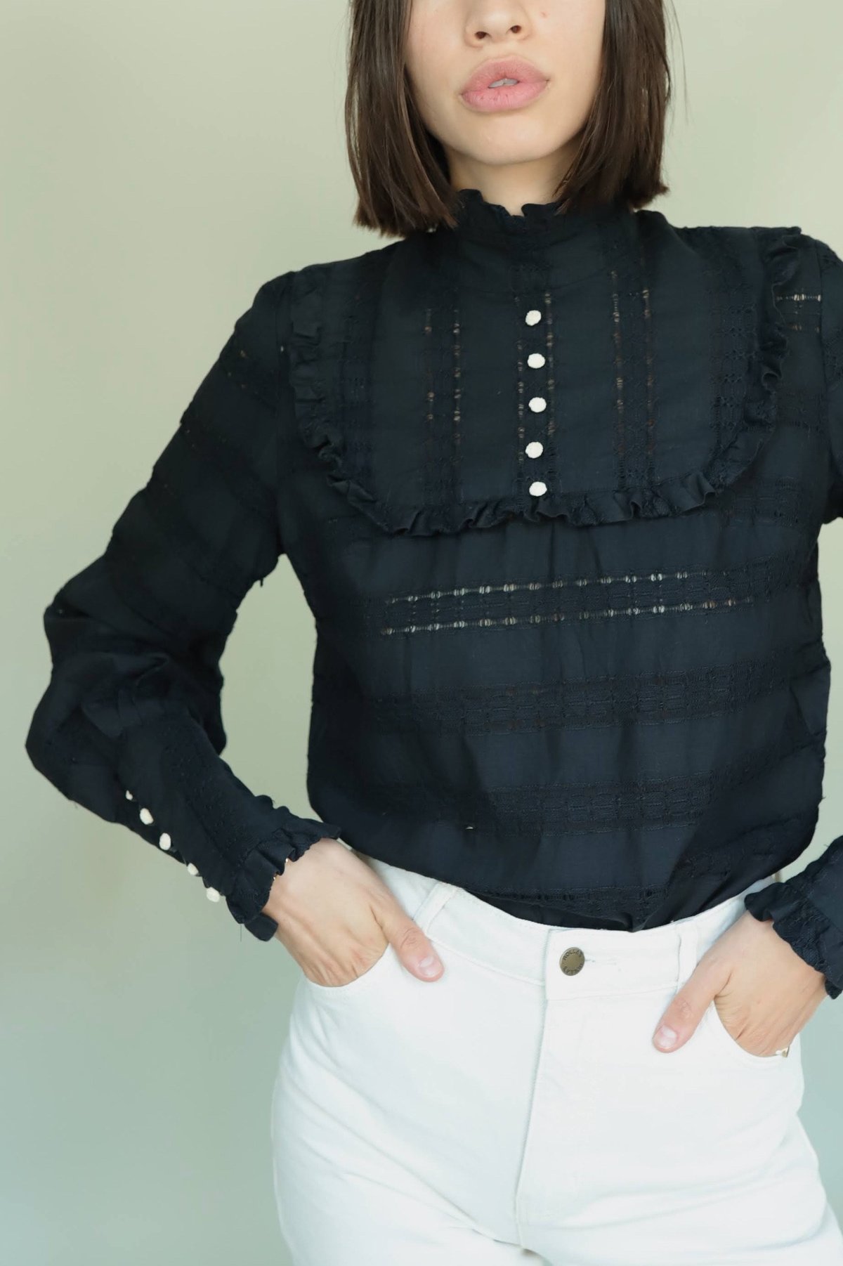 Vintage Lace Victorian Style Blouse - Black | Garmentory