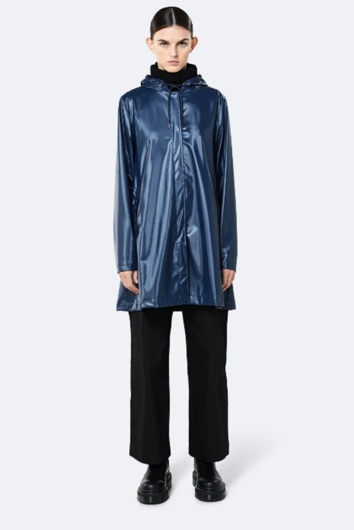 Rains Shiny Blue A-Line Jacket - Blue | Garmentory