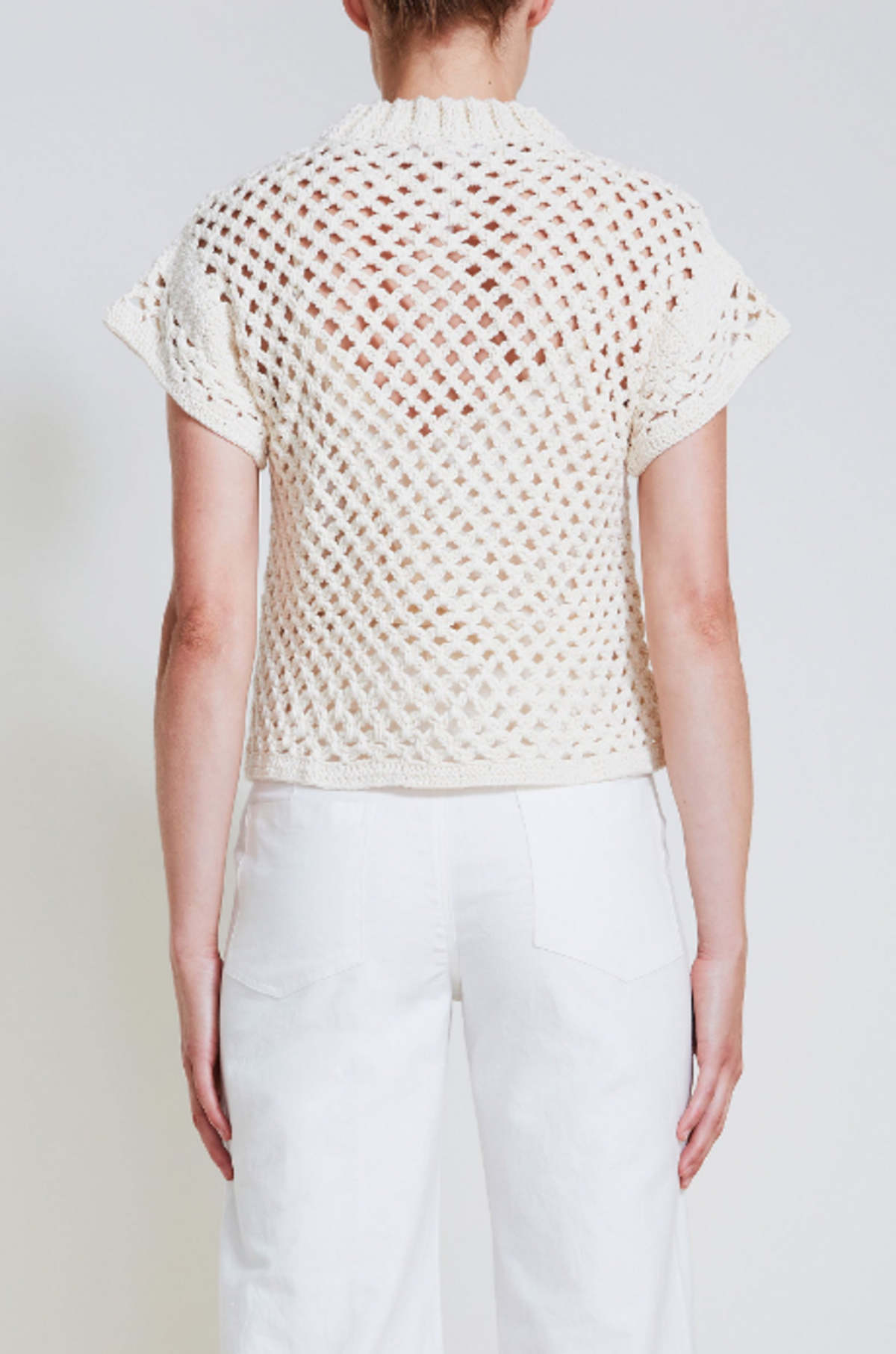 Apiece Apart Ami Cropped Net Top - Cream | Garmentory