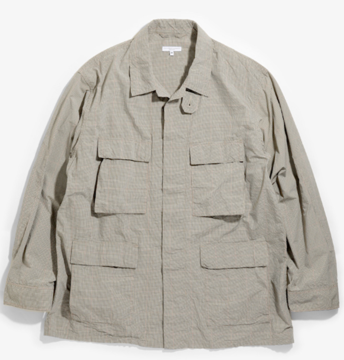 Engineered Garments Button Down Jacket in Nyco Mini Tattersall - Khaki ...