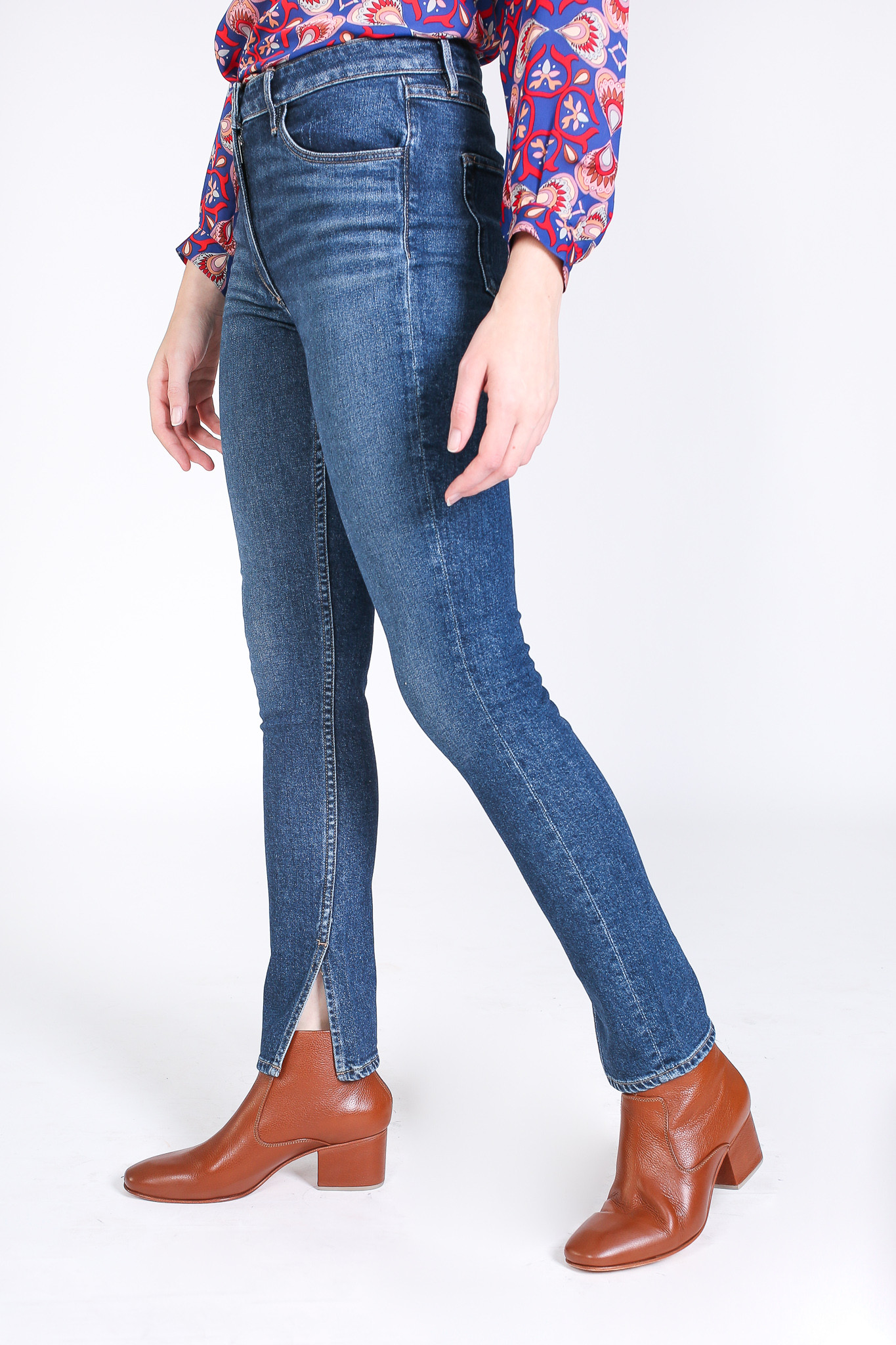 3x1 Split seam skinny jean in dark sterling | Garmentory