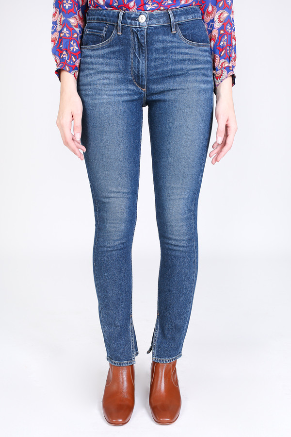 3x1 Split seam skinny jean in dark sterling | Garmentory