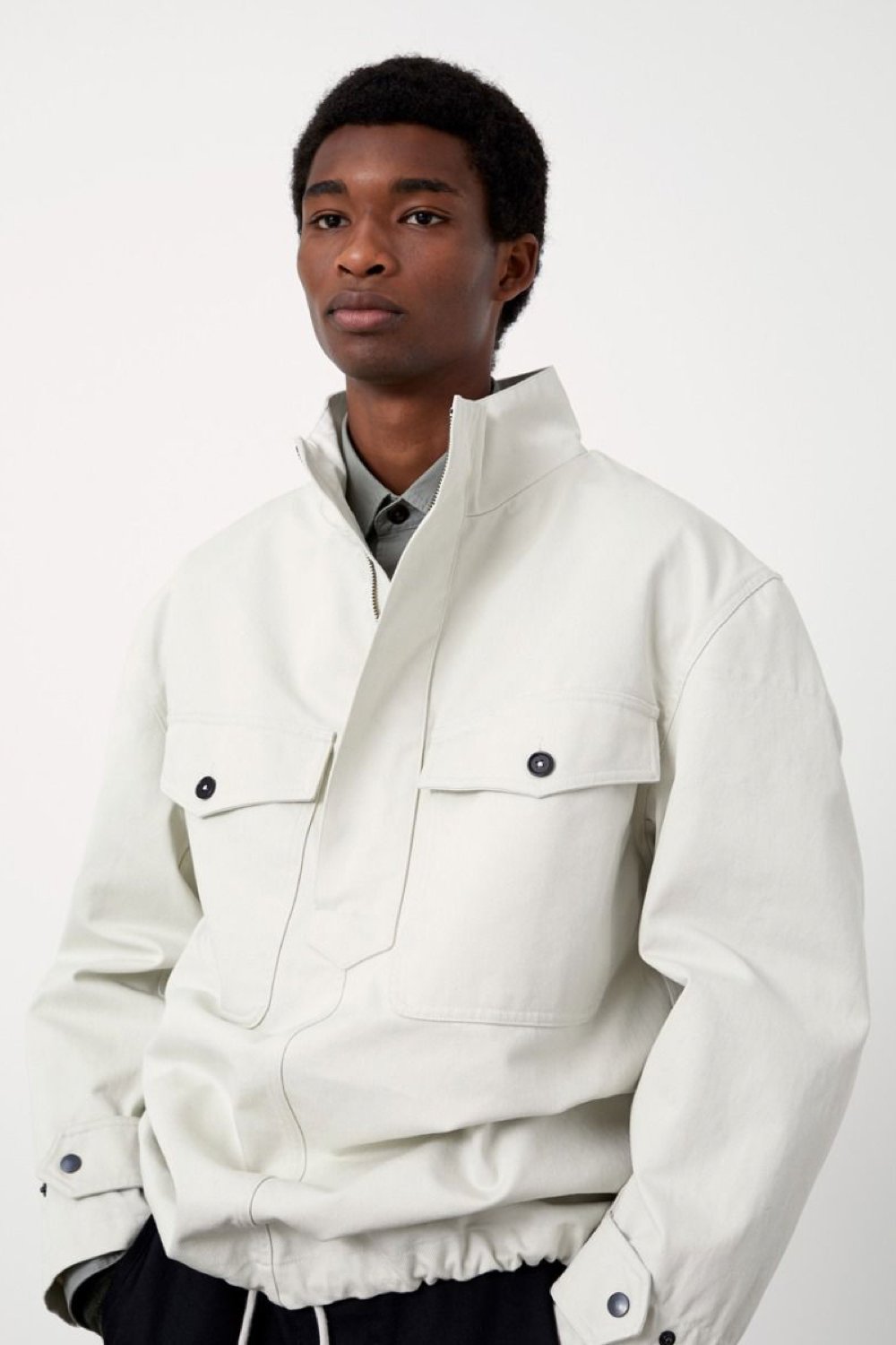 Parachute smock heavy cotton drill jacket - off white | Garmentory
