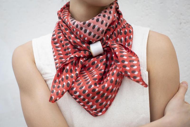 Block Shop Textiles Kiki Square Scarf - Geranium | Garmentory