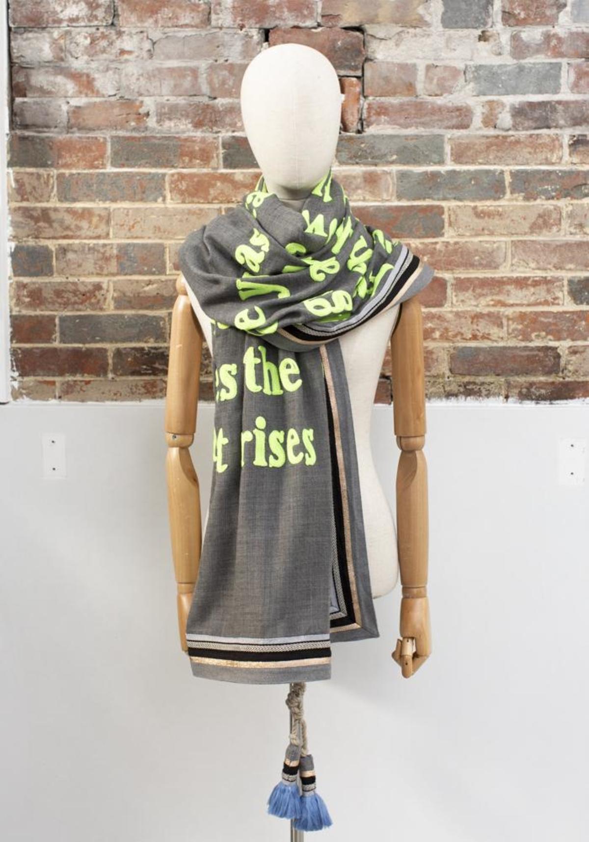 Karien Belle Dark Things Are Loved Embroidered Poetry Scarf | Garmentory