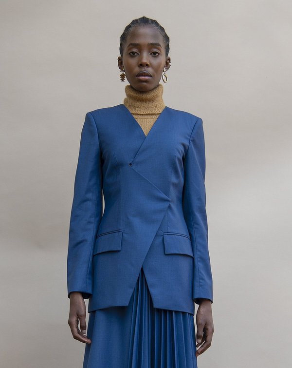 Admiral Blue Asymmetrical Blazer | Garmentory