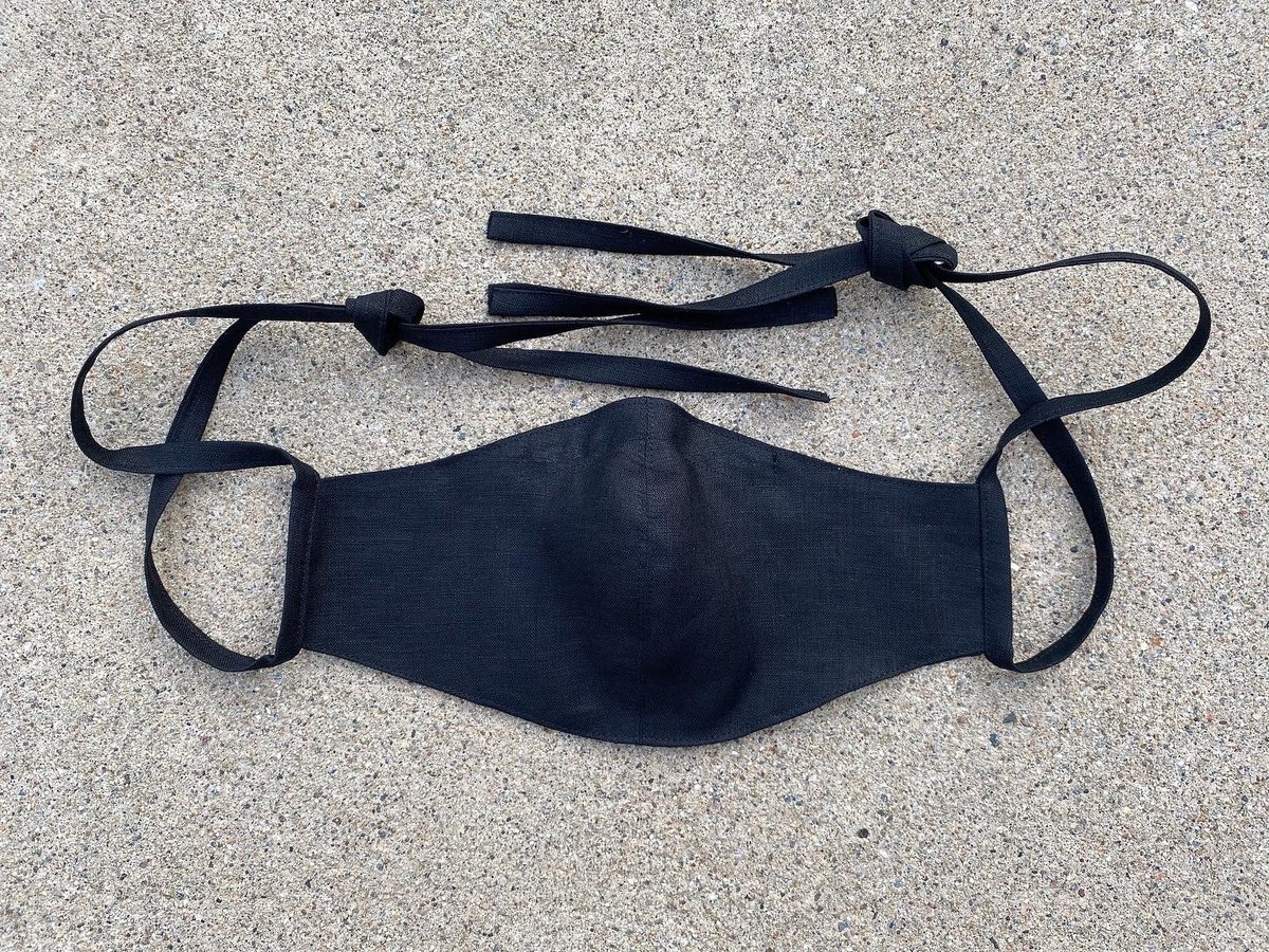 Tony Shirtmakers Italian Linen Face Mask - Black | Garmentory
