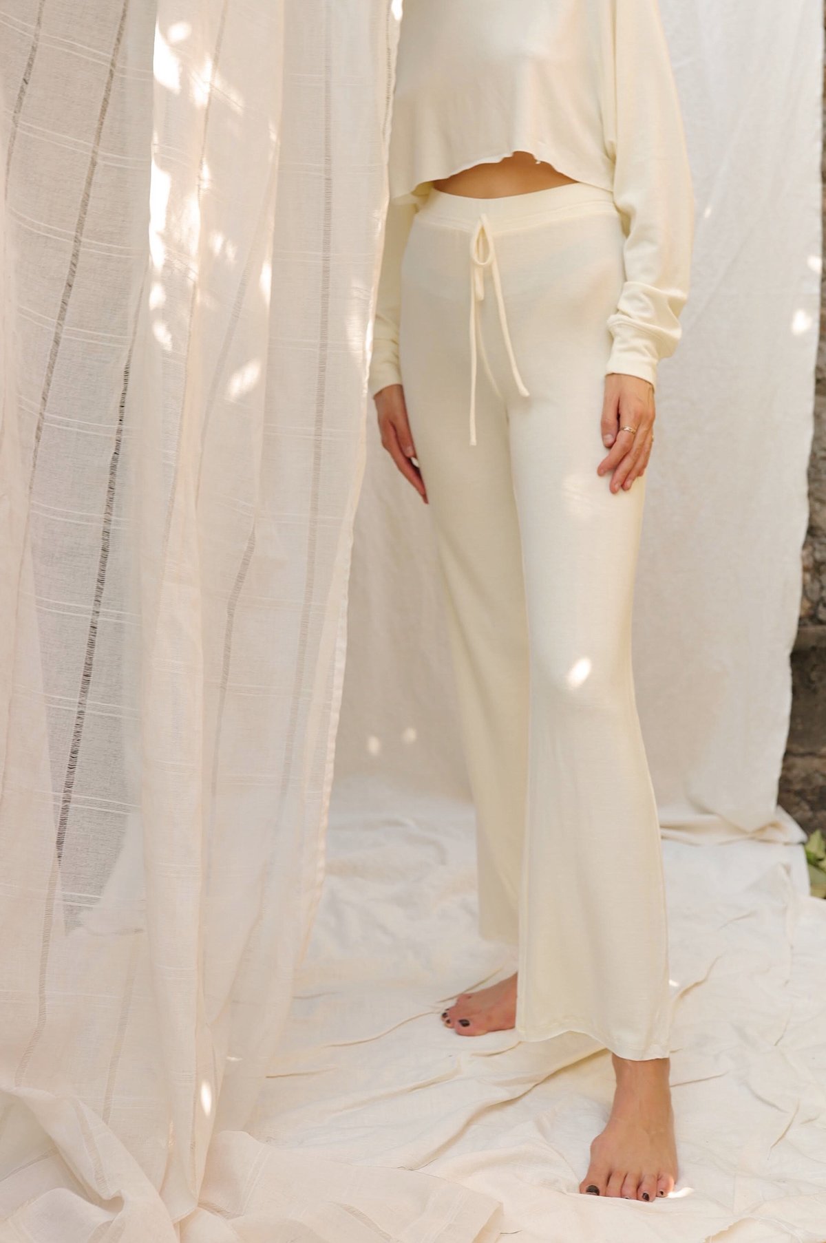 NIA Soft Knit Pants - Ivory | Garmentory