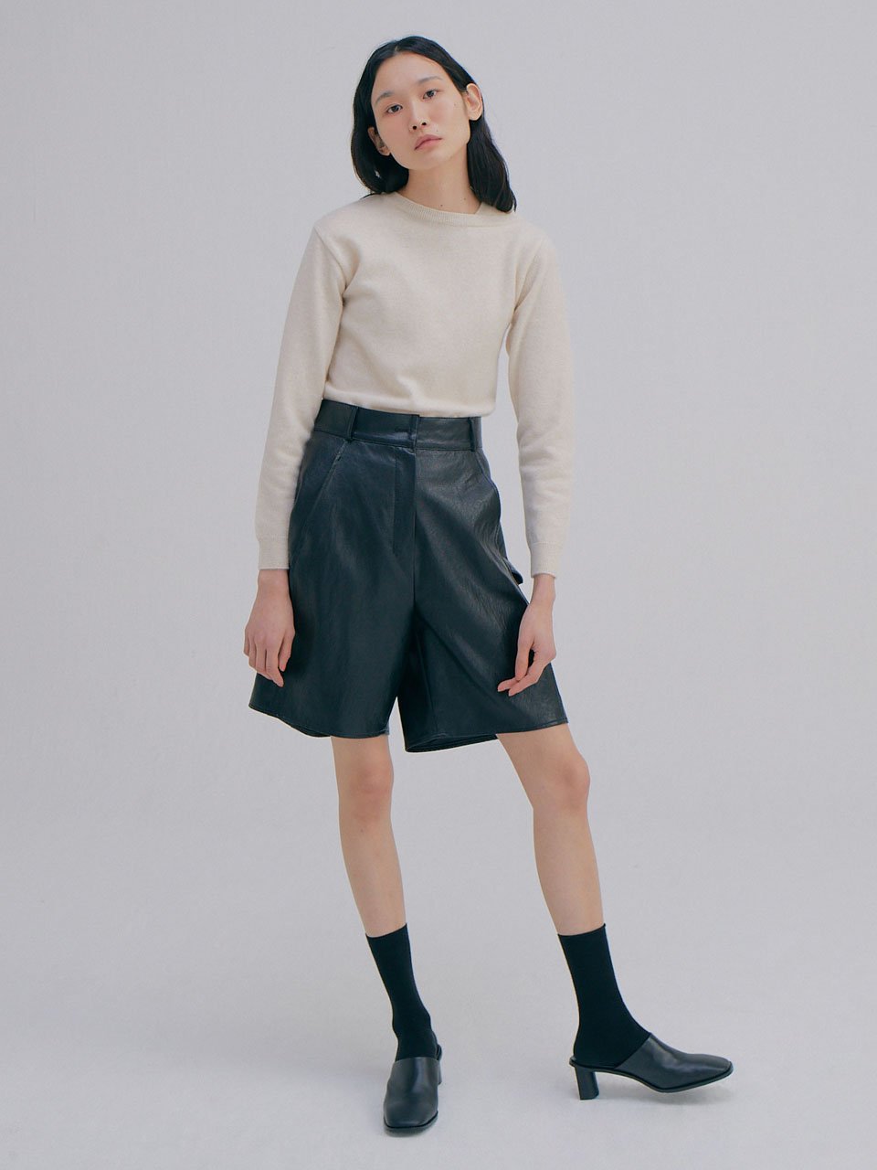 Wnderkammer Eco Leather Half Trouser - Black | Garmentory