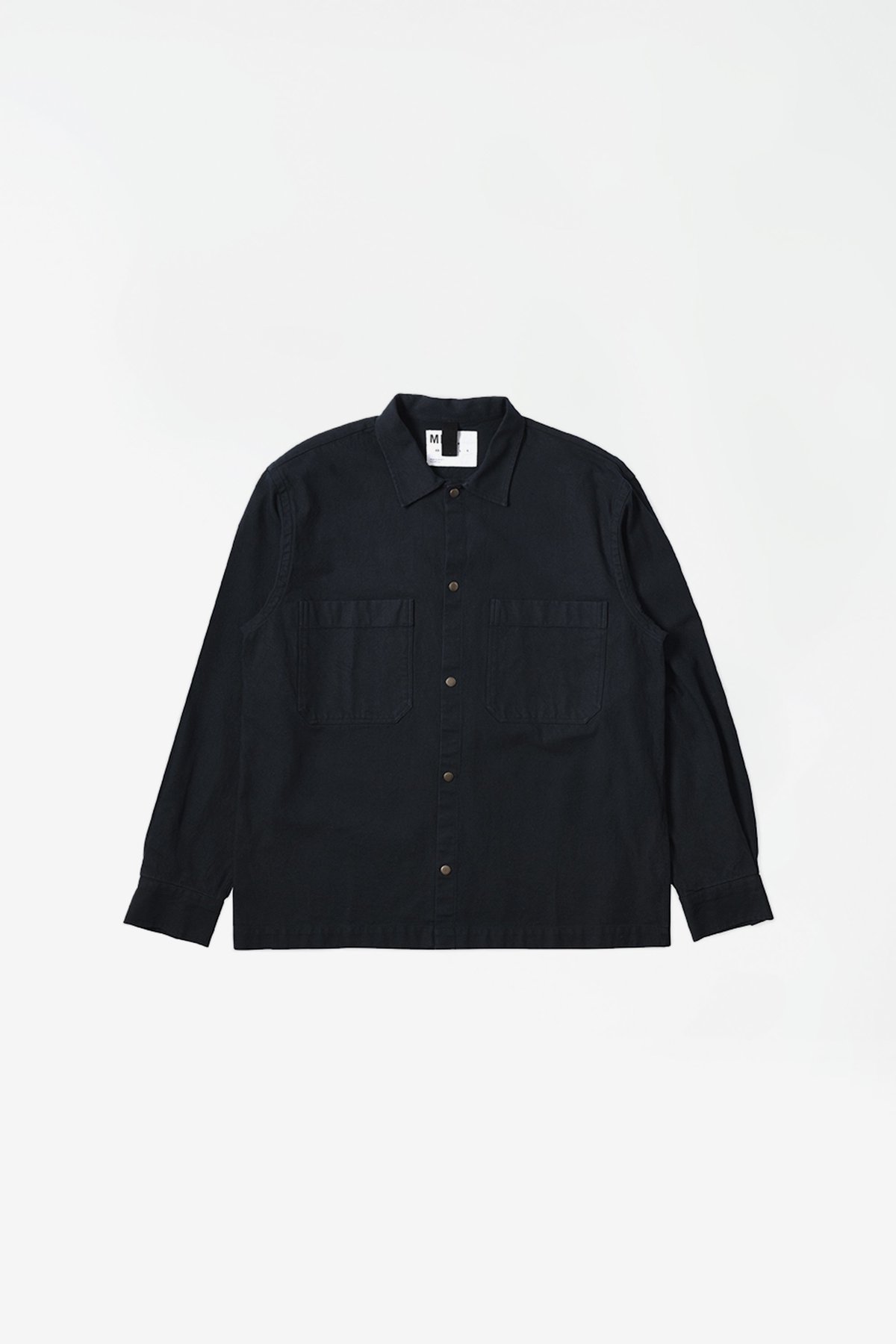 Margaret Howell Offset placket shirt workwear cotton twill - ink ...