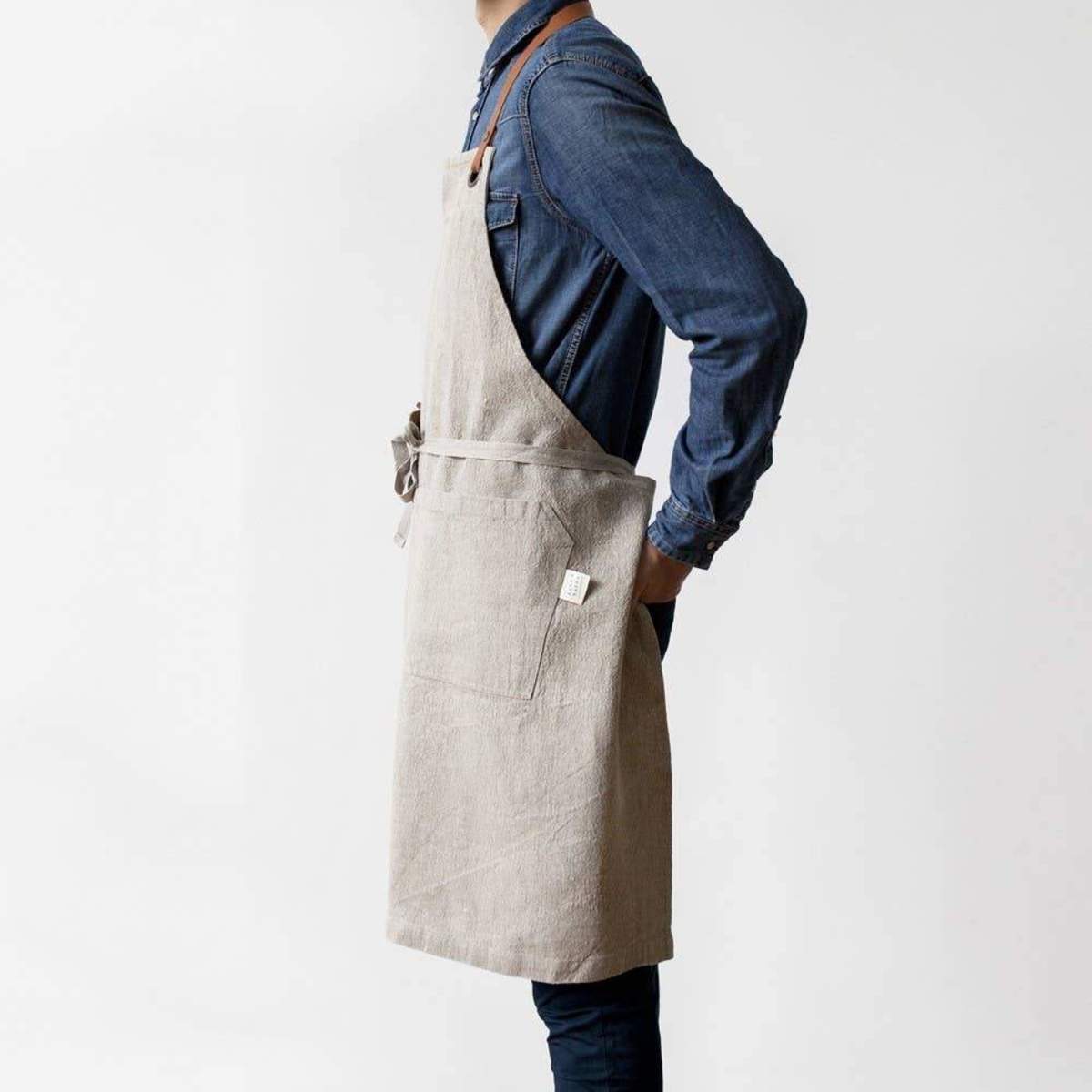 Greenwood Linen & Leather Luxury Apron - Natural | Garmentory