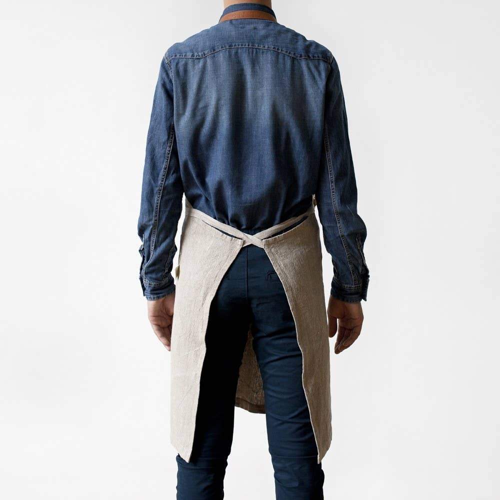Greenwood Linen & Leather Luxury Apron - Natural | Garmentory