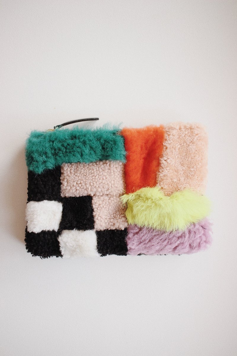 Primecut patchwork playground shearling pouch - multicolor | Garmentory