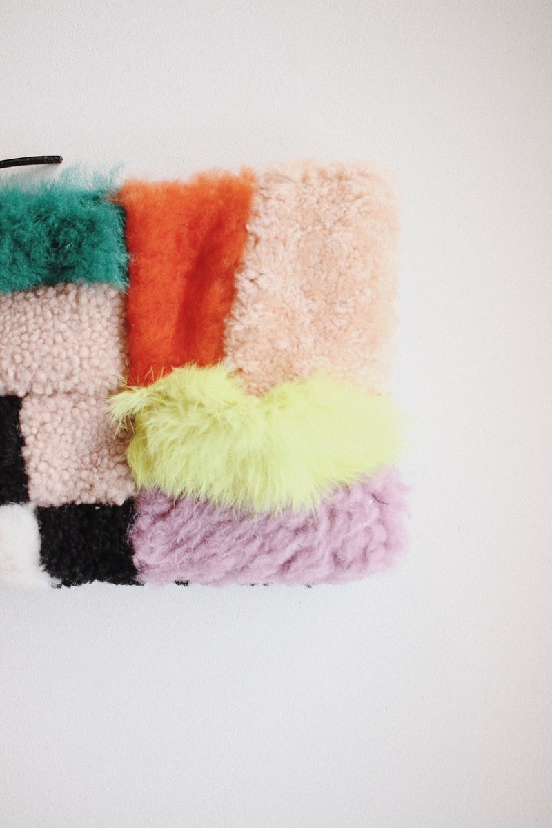 Primecut patchwork playground shearling pouch - multicolor | Garmentory