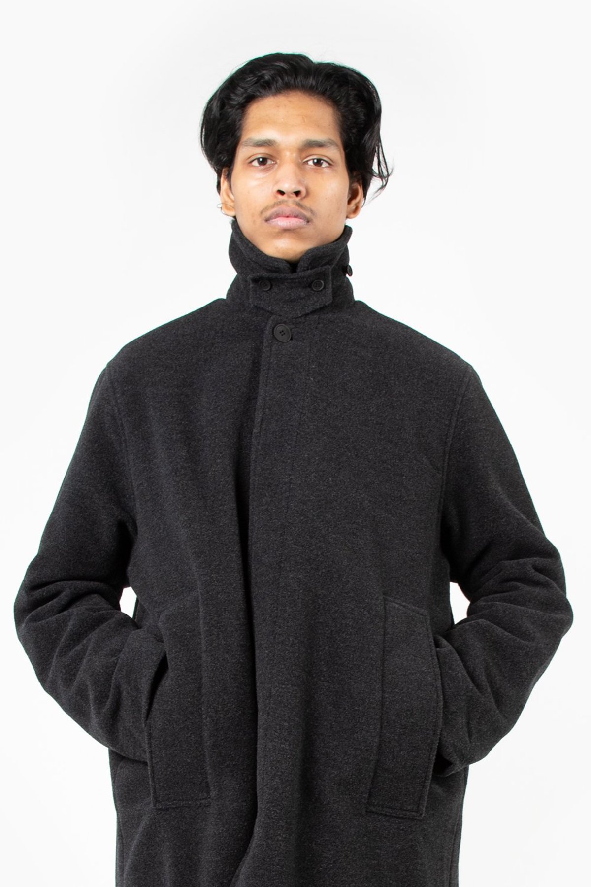 Schnayderman's Car Merino Wool Coat - Dark Grey Melange | Garmentory