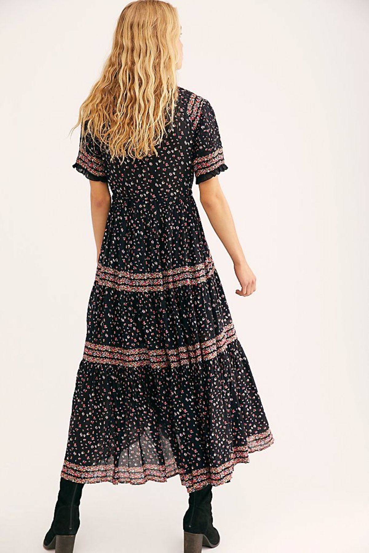 Free People Rare Feeling print Maxi dress - navy | Garmentory