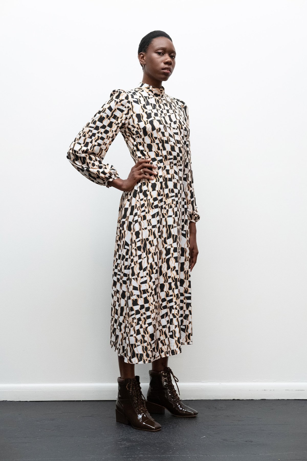 Kurt Lyle Duke Dress - Black/White Crazy Check | Garmentory