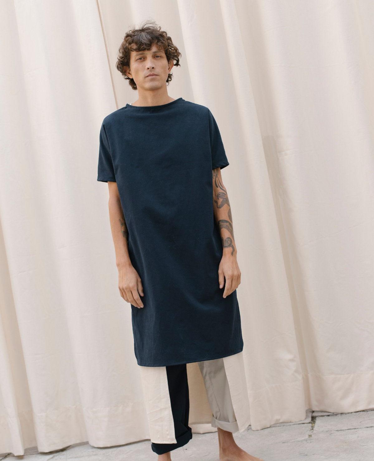 NIN STUDIO Tunic Double Dress - Black/White | Garmentory