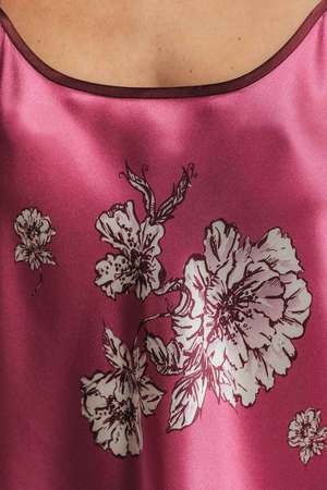 NK IMODE Peony Blooms Silk Lounge Top - floral-pink | Garmentory
