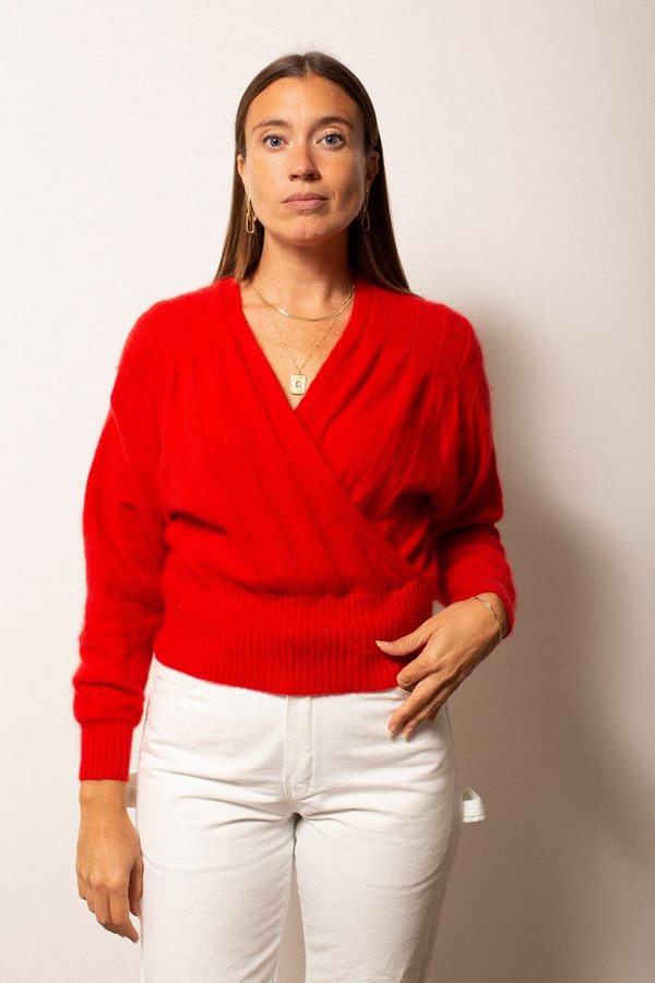 Vintage Angora Blend Sweater - Red | Garmentory