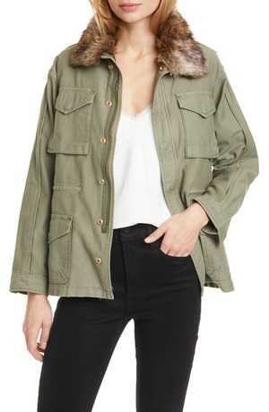 FRAME Denim Fur Lined Service Jacket - Military | Garmentory