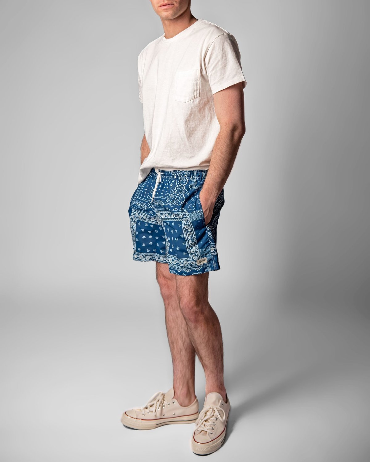Bather Print swim trunk - blue bandana | Garmentory