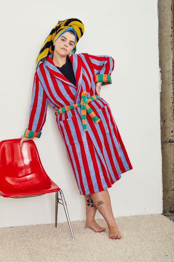 UNISEX Dusen Dusen Bathrobe - Warm Stripe | Garmentory